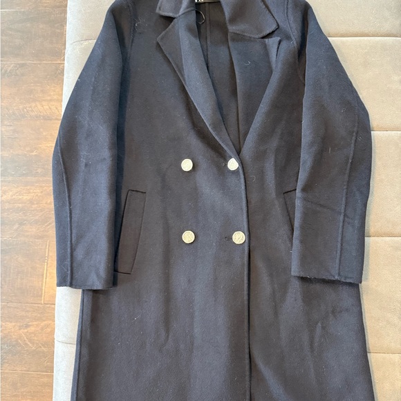 Zara | Jackets & Coats | Zara Deep Blue Fabric Long Coat | Poshmark